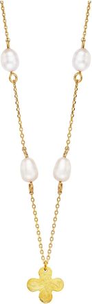 Julie Julsen Anh&auml;nger mit Kette 925 Silber vergoldet Kleeblatt und Perlen