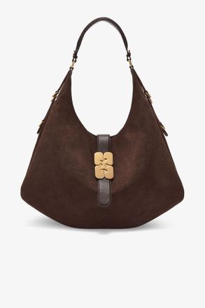 Ganni Grand sac en daim marron Kat Porté Épaule Cuir Recyclé - Pour Femme