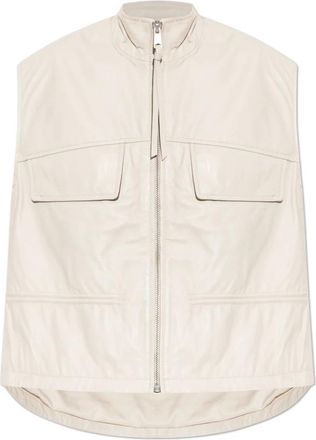 AllSaints Femme, Vestes, Beige, Taille: 36 FR Flor Leather Vest