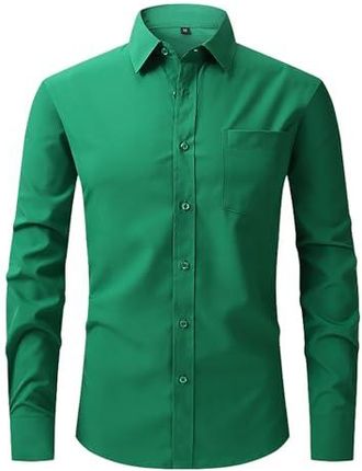 Generic Chemises tendance 2024 pour hommes, chemisier régulier, hauts formels, mode décontractée, couleur unie, poche à revers daffaires, chemise à manches lo