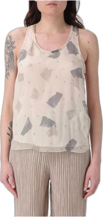 Emporio Armani Top aus Creponne di Seta - - Tops - Damen - Beige - M