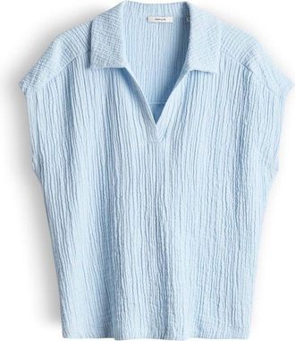 OPUS Kurzarmshirt Santolini aus Webware mit Crinkle Effekt leichte Transparenz, weicher Griff, Casual