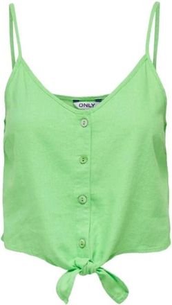Only Leinen V-Ausschnitt Top Sommer Gr&uuml;n - - Tops - Damen - Gr&uuml;n - M