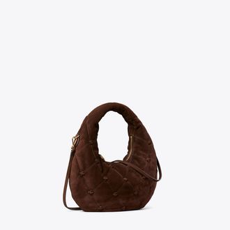 Tory Burch Bunny Knot Crescent Bag aus Wildleder