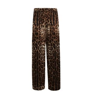 Dolce & Gabbana Seiden-Pyjamahose mit Leopardenmuster - - Trousers - Damen - Mehrfarbig - S
