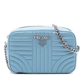 Prada Blue Soft Calfskin Diagramme Camera Bag