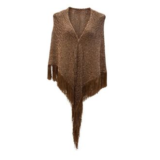 Simona Corsellini Femme, Vestes, Brun, Taille: ONE Size Scialle en maille de luxe avec franges