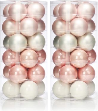 Com-Four 48x Weihnachtskugeln, Christbaumkugeln aus echtem Glas für Weihnachten, Baumschmuck für den Christbaum, Ø 6 cm