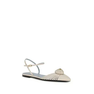 Valentino Garavani Womens Beige Goatskin Flat Sandals