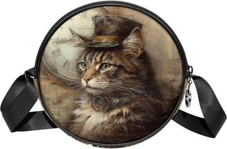 Generic Petit sac &agrave; bandouli&egrave;re rond pour femme, petit sac &agrave; bandouli&egrave;re avec fermeture &eacute;clair et bretelles r&eacute;glables style d&eacute;contract&eacute; pour femmes et filles