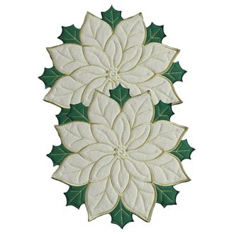 Artibetter 2 St&uuml;ck Weihnachten Tischset Isolier Tellermatte 40cm Silber Wei&szlig; Leinen mit Schwamm Wiederverwendbares Platzset f&uuml;r Esstisch und Schreibtisch