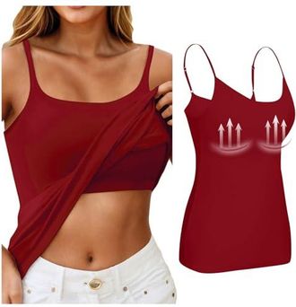 Generic Débardeurs Femme, Debardeur à Bretelles Spaghetti pour Femme Fille Camisole Top avec Soutien-Gorge Intégré Débardeur Blanc Femme 2024 ete Hauts sans M