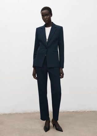 Mango Pantalon droit costume bleu marine fonc&eacute; - Femme - 34 - MANGO