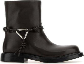 Bottega Veneta Femme, Chaussures, Brun, Taille: 37 1/2 EU Bottines en cuir avec d&eacute;tail de corde