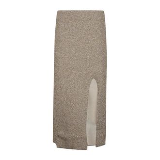 Circus Hotel Goldener Viskose Midi Rock - - Skirts - Damen - Beige - M