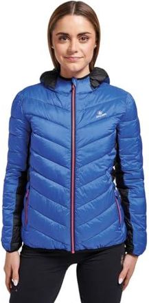 ATHL DPT. Veste dhiver doubl&eacute;e pour femme, veste de sport, veste hybride au design sportif avec capuche pratique, Veste dhiver matelass&eacute;e bleu/noir, L