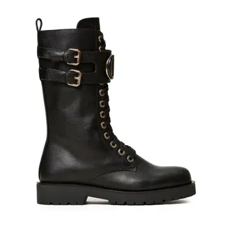 Twinset Femme, Chaussures, Noir, Taille: 39 EU Bottes de Cheville en Cuir Amphibie Noir