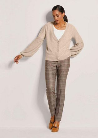 Madeleine Strickjacke Kaschmir-Cardigan mit Ballon&auml;rmeln Jacke mit V-Ausschnitt und Knopfleiste aus Good-Cashmere-Qualit&auml;t