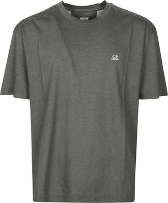C.P. Company C.p. Company, Homme, Tops, Gris, Taille: XL 20/1 Jersey Plated Logo T-Shirt