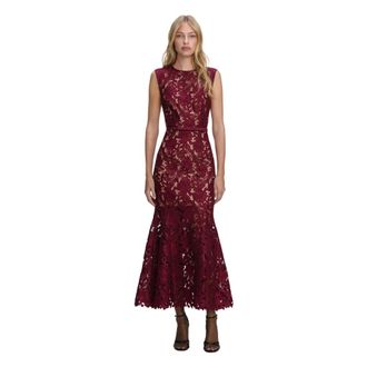 Self Portrait Guipure-Spitzen-Midikleid - - Dresses - Damen - Rot - XS