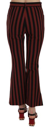 Dolce & Gabbana Womens Black Amaranth Stripe Cropped Flared Pants