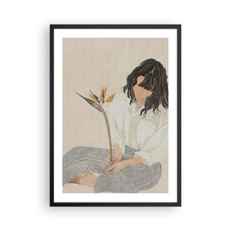 Arttor Wandposter Art Prints 50x70cm Poster Schwarzrahmen Boho Frau Blume K&uuml;che Wanddeko Bild Wand Kunstdruck Deko Wandbilder Dekoration Wohnzimmer Schlafzim