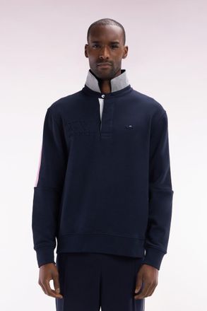 Eden Park Sweatshirt &Agrave; Col Maillot En Coton Marine Xv De France Coupe Droite