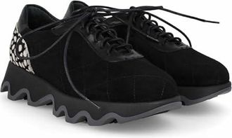 Lince Lince Baskets &agrave; plateforme confortable | Semelle en caoutchouc | Semelle int&eacute;rieure en gel amovible | I51007 | Fabriqu&eacute;es en Espagne, Daim noir, 40 EU