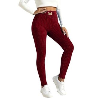 Generic Legging c&ocirc;tel&eacute; pour femme - Contr&ocirc;le du ventre - Coupe ajust&eacute;e - Pantalon extensible - Pantalon de yoga taille haute en tricot pour femme, bordeaux, X