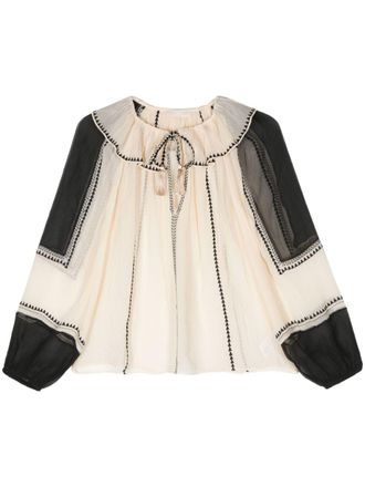 Ulla Johnson Lenore Chiffonbluse aus Seide - Nude