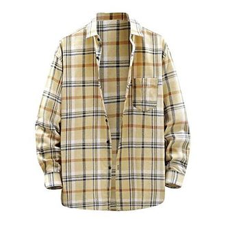 Generic Chemise &agrave; carreaux pour homme &agrave; manches longues avec poche, chemise &agrave; carreaux grande taille, l&eacute;g&egrave;re et respirante, chemise boutonn&eacute;e, haut vichy, hau