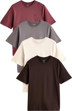 Next Herren T-Shirts aus 100% Baumwolle im 4er-Pack Braun/Creme/Rost/Neutral XXL