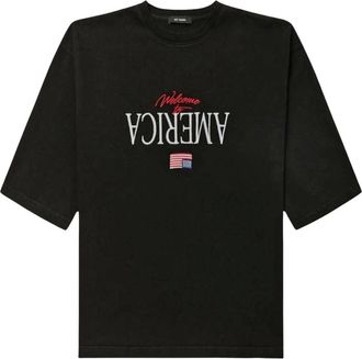 Willy Chavarria Homme, Tops, Noir, Taille: M T-shirt en coton avec broderie sur le devant