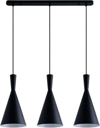 Paco Home Paco Home Pendelleuchte H&auml;ngelampe Esszimmer Esstischlampe 1,5m Textilkabel K&uuml;rzbar&Atilde;18,5cm Schwarz, 3-flammig + Leuchtmittel ST64 Klar