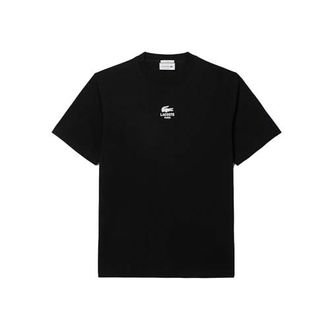 Lacoste T-Shirt Coton Coupe Classique Noir Petit Logo Crocodile Collection Paris, Noir, XL