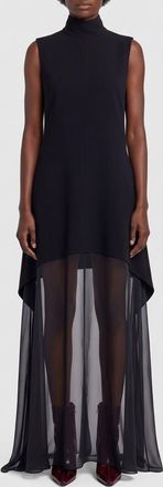 Sportmax Longue robe de soir&eacute;e sans manches &agrave; col montant en soie et viscose