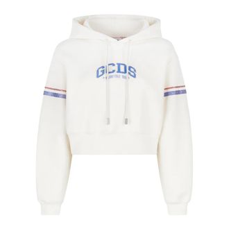 GCDS Logo Cropped Hoodie - - Sweatshirts & Hoodies - Damen - Wei&szlig; - S
