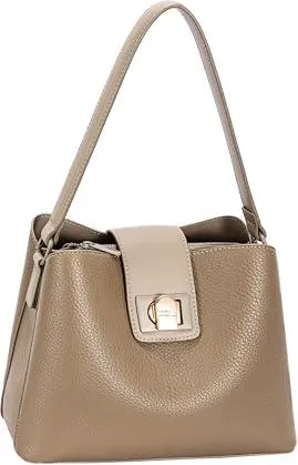 David Jones Paris - Sac &agrave; main Femme Similicuir - Sac port&eacute; &eacute;paule 3 compartiments - Taille Moyenne - Ville Chic Classique &eacute;l&eacute;gant Pratique (Warm Taupe)