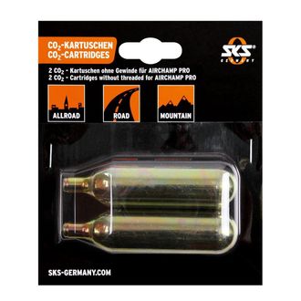 SKS Germany CO2 Kartusche 16g ohne Gewinde 2er-Set (Luftkartusche, Fahrradzubeh&ouml;r zum schnellen Aufpumpen von Reifen, ideal f&uuml;r MTB-, Rennrad- oder Trekkingreifen
