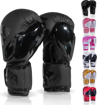 Apollo Boxhandschuhe Männer aus PU Leder | Thai Boxhandschuhe Damen und Herren | für Boxsack, Training, Sparring, Fitness, MMA Handschuhe | Kickbox Handschuh