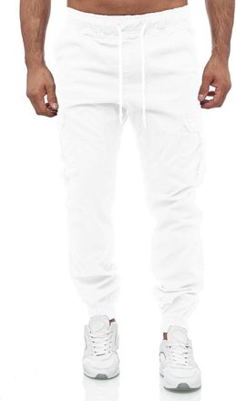 Tazzio Herren Cargohose 16610 - Cargo Jogger Chino Hose Regular Fit mit Stretch Baumwollmischung - Freizeit Jeanshose Weiß, 4XL