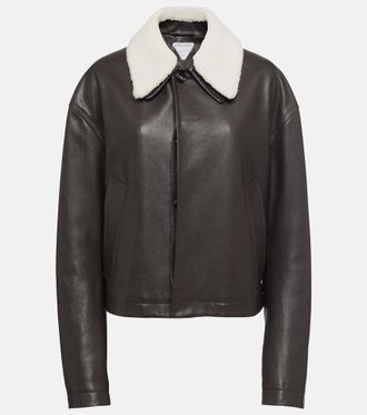 Bottega Veneta Lederjacke mit Shearling