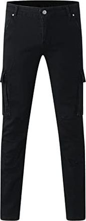 Generic Jean pour homme - Coupe droite - Pantalon cargo pour homme - Pantalon d&eacute;t&eacute; uni en denim avec plusieurs poches - Pantalon de loisirs - Pantalon ample -