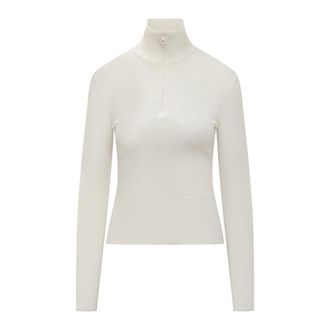 Courr&egrave;ges Zipped Mockneck Sweater - - Knitwear - Damen - Wei&szlig; - M