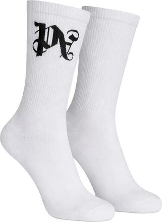 Palm Angels Homme, Sous-v&ecirc;tements, Blanc, Taille: S Monogram Socks