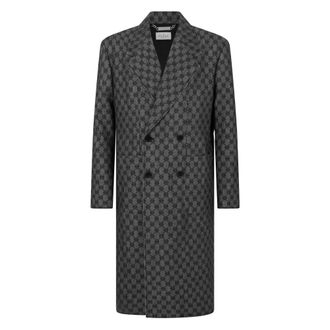 Philipp Plein Homme, Manteaux, Noir, Taille: 4XL Denim Coat Jacquard Monogram