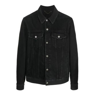 Golden Goose Homme, Vestes, Noir, Taille: XL Veste Noire en Coton avec Logo sur la Manche