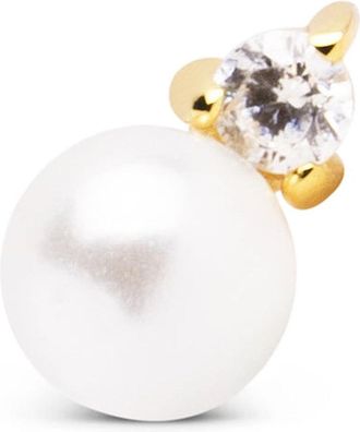 Singularu Einzelner Ohrring Pearl Spark. Sterlingsilber mit 18 kt Goldbeschichtung. Schmuck f&uuml;r Damen