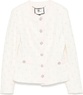 Nissa Bestickte Jacquard-Jacke - Wei&szlig;