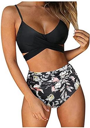 Generic Maillot De Bain Sexy Femme Push Up- Ensemble De Deux Maillots De Bain Deux Pi&egrave;Ces pour Maillots De Bain Taille Haute avec Gaine Ventre Plat Bikinis Et